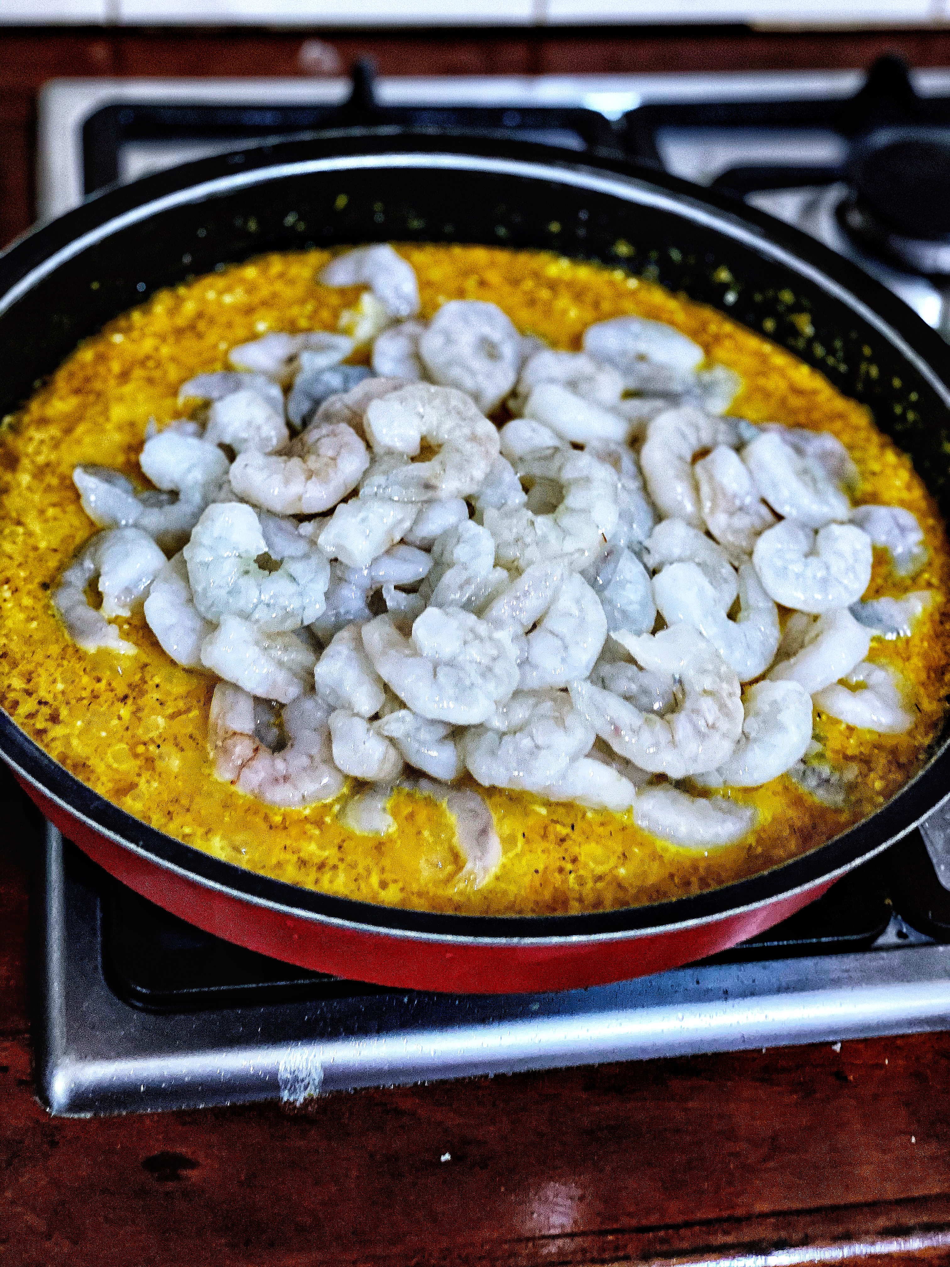 Garlic Prawns Served with Black Rice